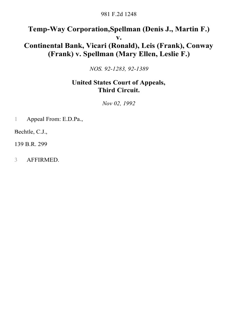 Temp-Way Corporation, Spellman (Denis J., Martin F.) v. Continental ...