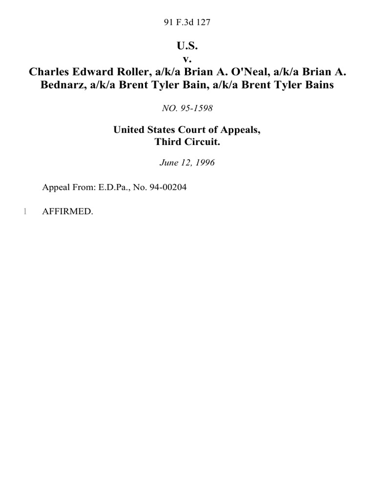 U.S. v. Charles Edward Roller, A/k/a Brian A. O'Neal, A/k/a Brian A ...