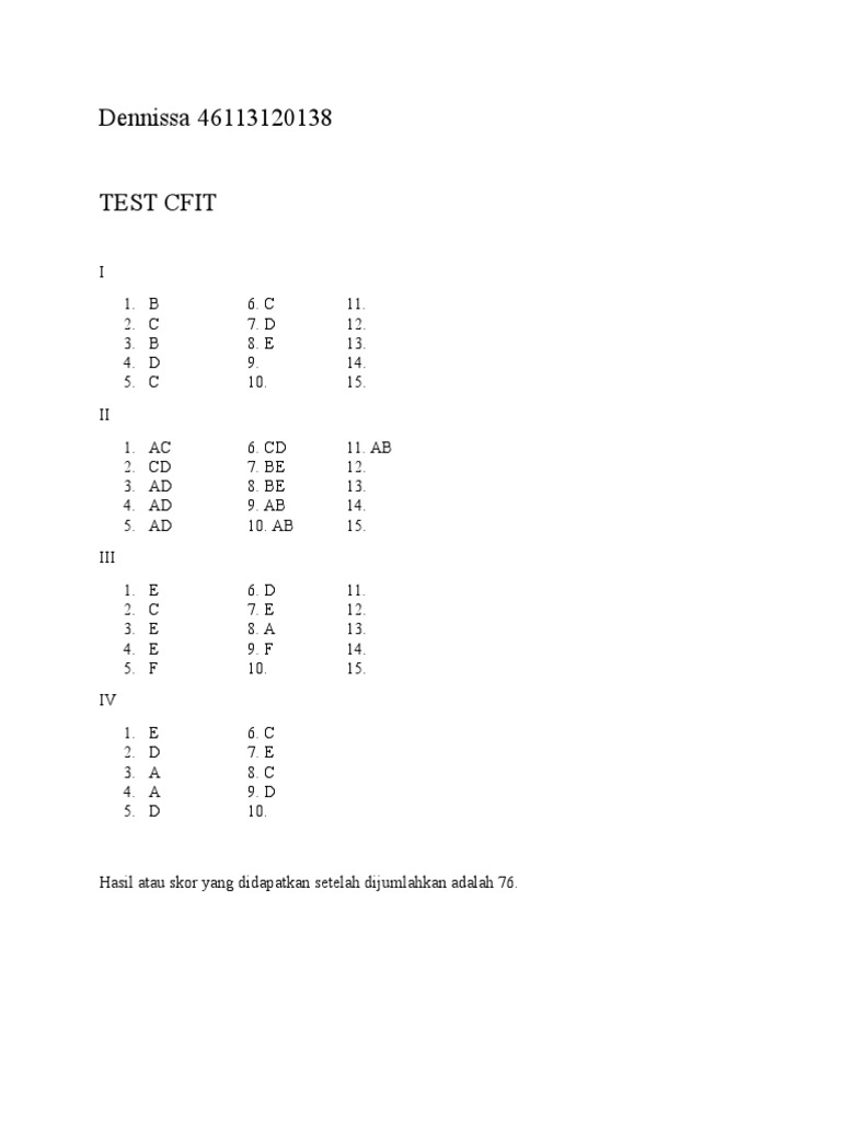 Test Cfit & Ist | PDF