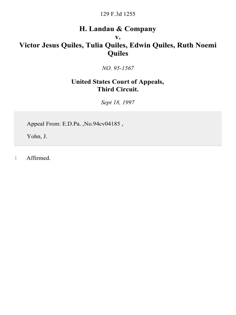H. Landau & Company v. Victor Jesus Quiles, Tulia Quiles, Edwin Quiles ...