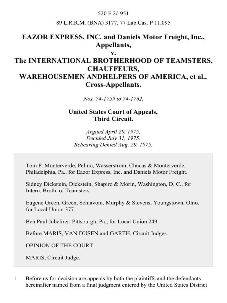 Eazor Express, Inc. and Daniels Motor Freight, Inc. v. The ...