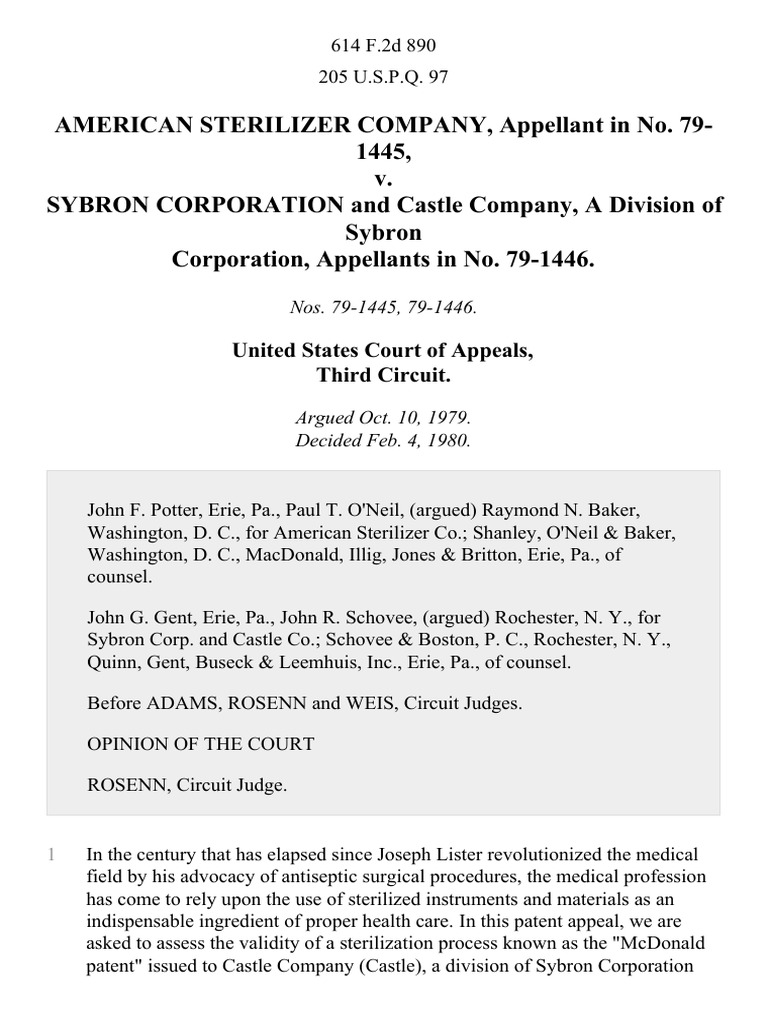 American Sterilizer Company, in No. 79-1445 v. Sybron Corporation and ...