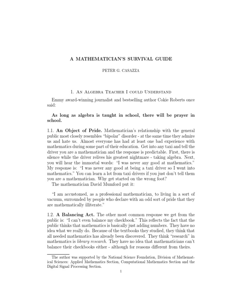 A Mathematician's Survival Guide | PDF | Pure Mathematics | Applied ...