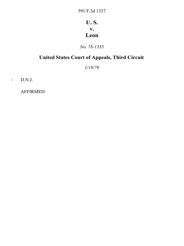 United States v. Leon, 591 F.2d 1337, 3rd Cir. (1979) | PDF