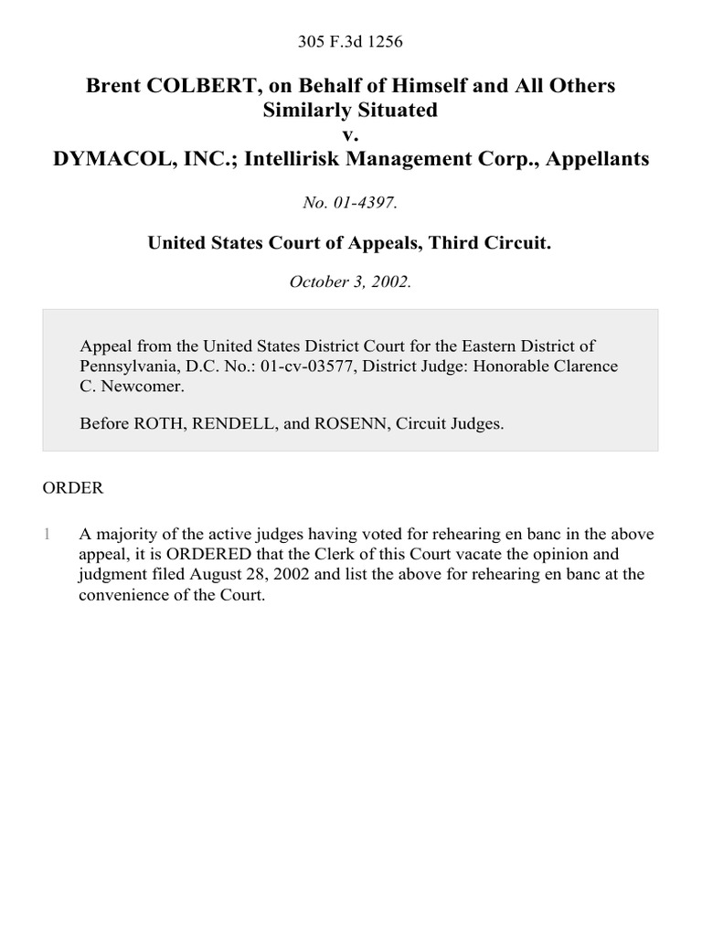 Brent Colbert, On Behalf of Himself and All Others Similarly Situated v ...