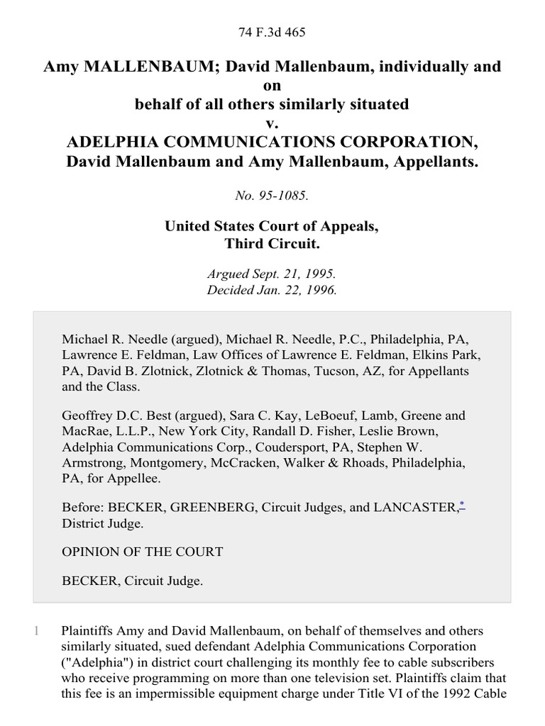 Amy Mallenbaum David Mallenbaum, Individually and On Behalf of All ...