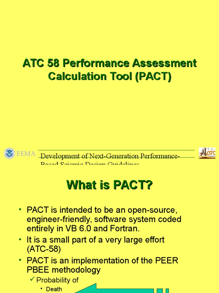 ATC 58 Performance Assessment Calculation Tool (PACT) | PDF | Areas Of ...