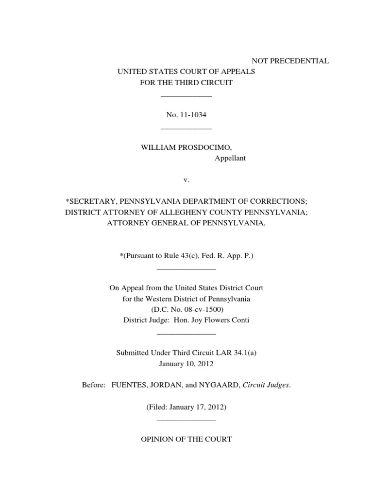 William Prosdocimo v. Secretary Pa Dept Corr, 3rd Cir. (2012) | PDF ...