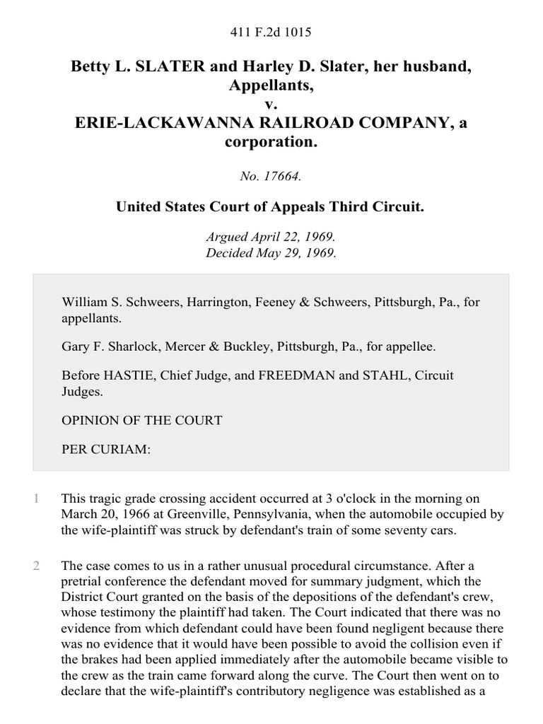 Betty L. Slater and Harley D. Slater, Her Husband v. Erie-Lackawanna ...