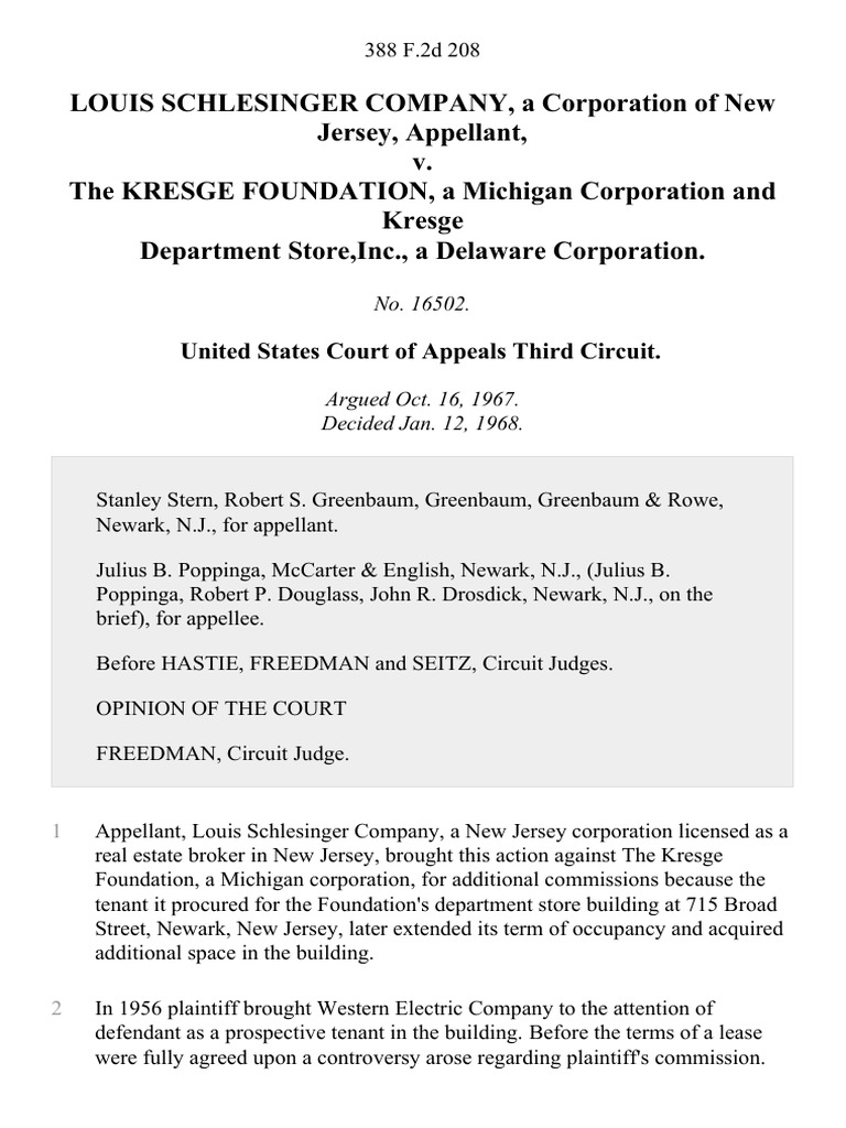 Louis Schlesinger Company, A Corporation of New Jersey v. The Kresge ...