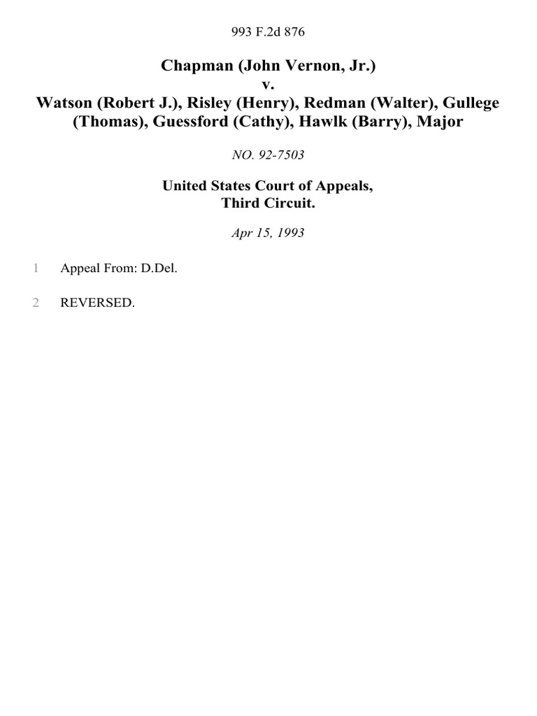Chapman (John Vernon, JR.) v. Watson (Robert J.), Risley (Henry ...