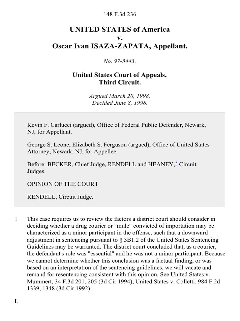 United States v. Oscar Ivan Isaza-Zapata, 148 F.3d 236, 3rd Cir. (1998 ...