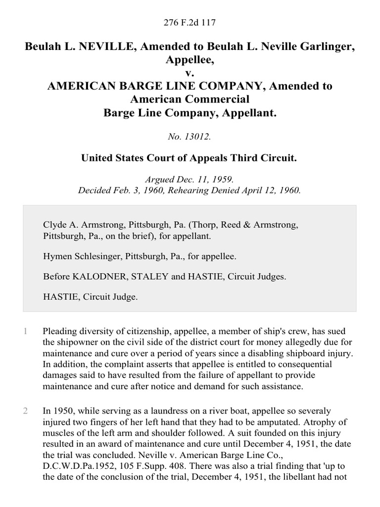 Beulah L. Neville, Amended To Beulah L. Neville Garlinger v. American ...