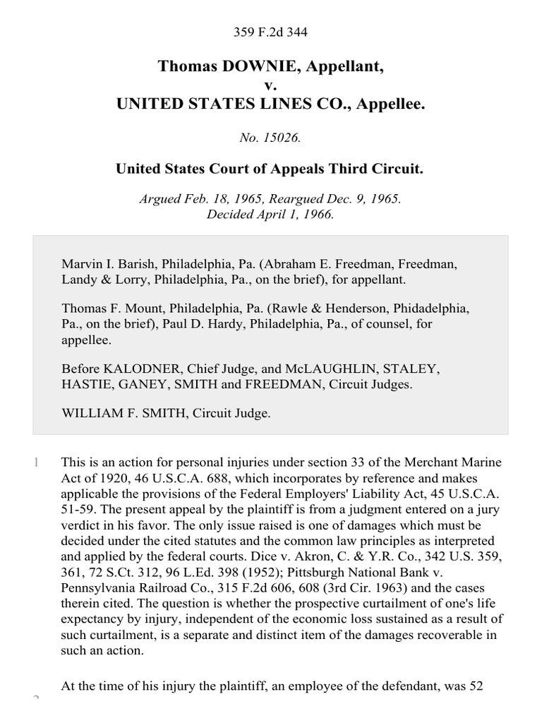 Thomas Downie v. United States Lines Co., 359 F.2d 344, 3rd Cir. (1966 ...