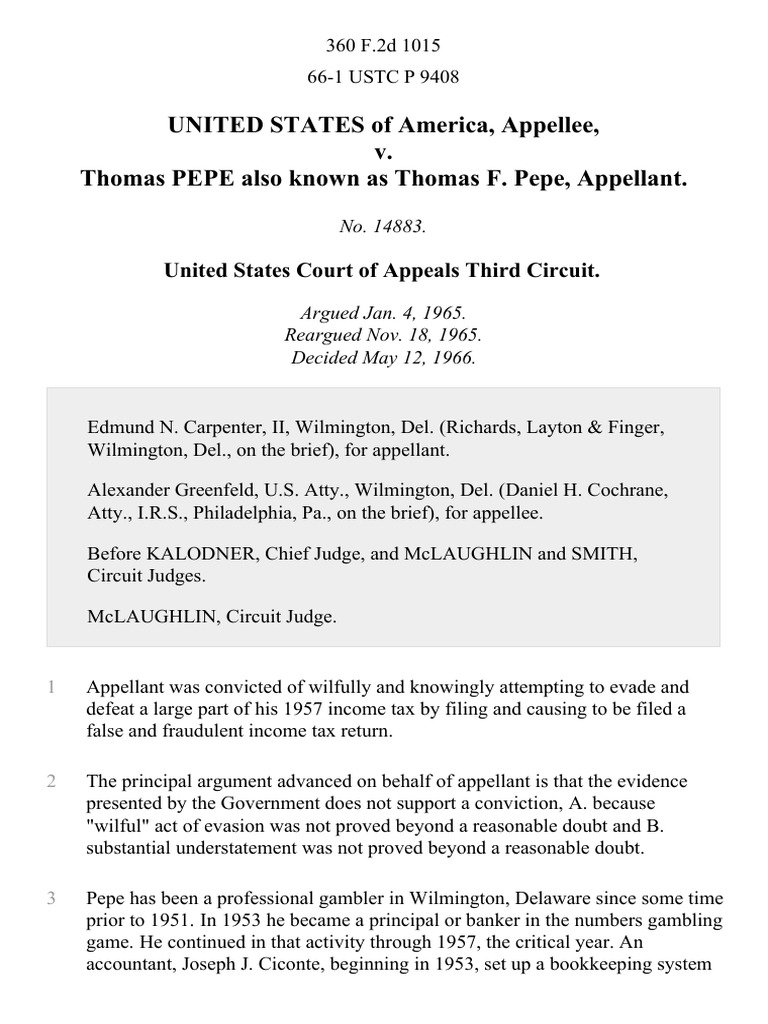 United States v. Thomas Pepe Also Known As Thomas F. Pepe, 360 F.2d ...