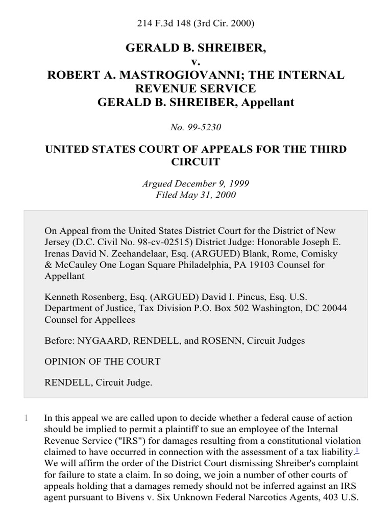 Gerald B. Shreiber v. Robert A. Mastrogiovanni The Internal Revenue ...