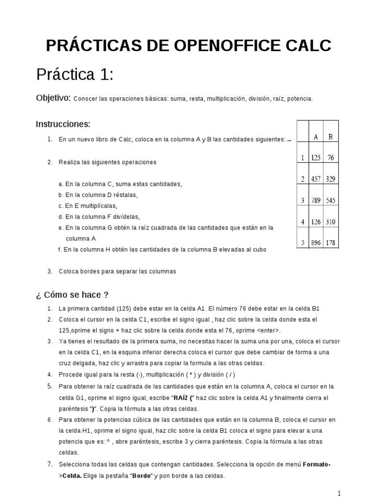Prácticas de OpenOffice Calc: Guía Completa | PDF | Ventana ...