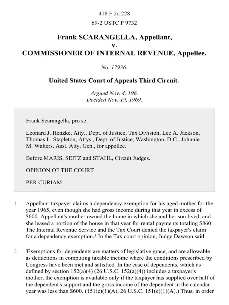 Frank Scarangella v. Commissioner of Internal Revenue, 418 F.2d 228 ...