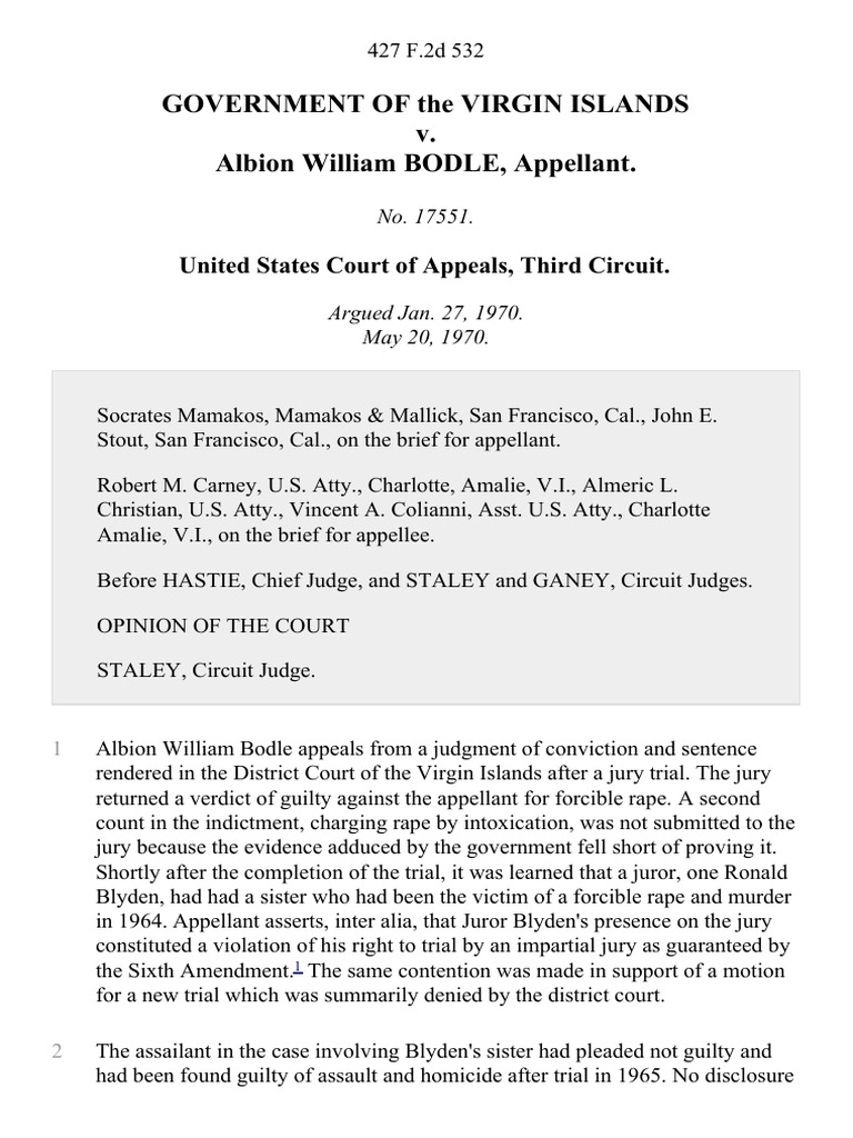 Juror Bias in Virgin Islands Case | PDF | Territories Of The United ...