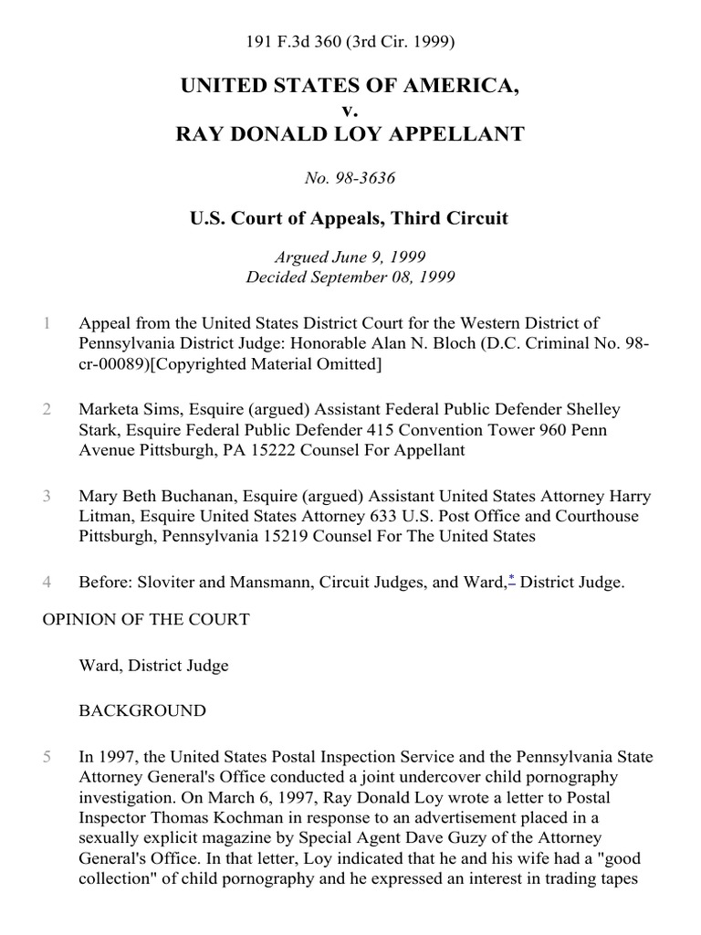 United States v. Ray Donald Loy, 191 F.3d 360, 3rd Cir. (1999 ...