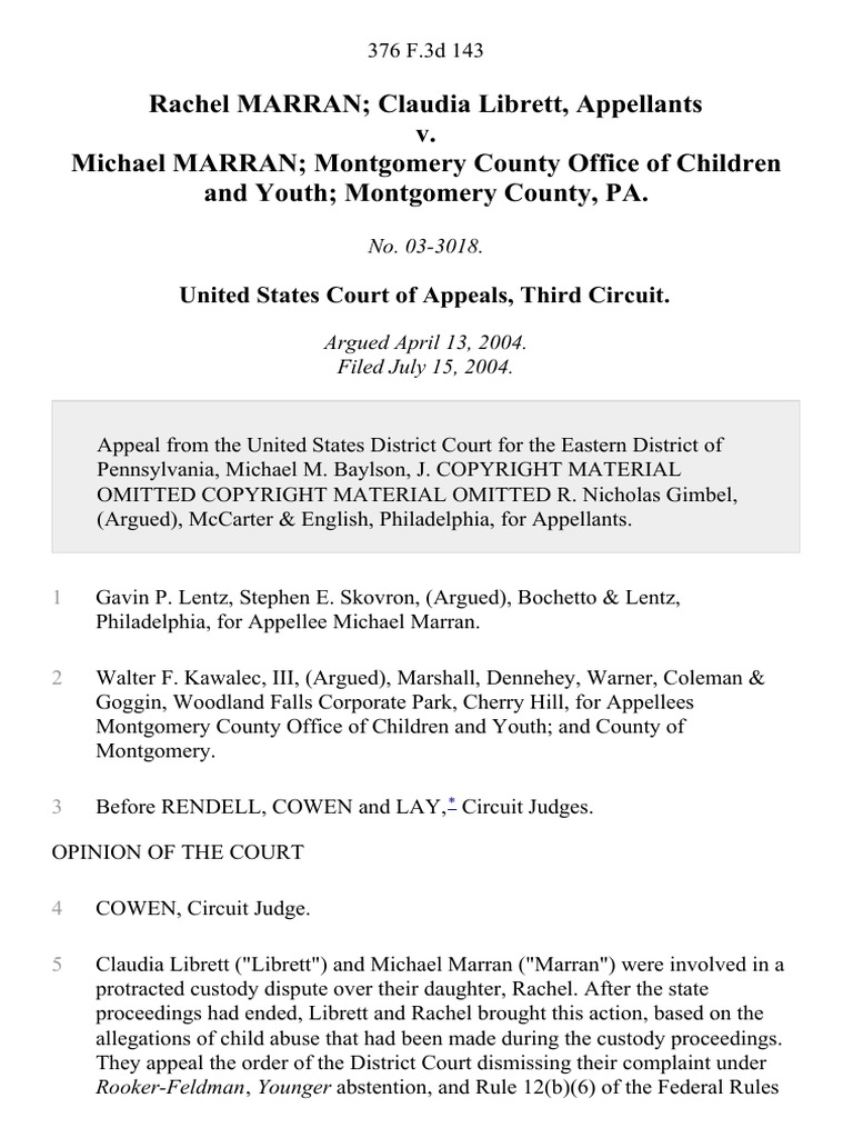Rachel Marran Claudia Librett v. Michael Marran Montgomery County ...