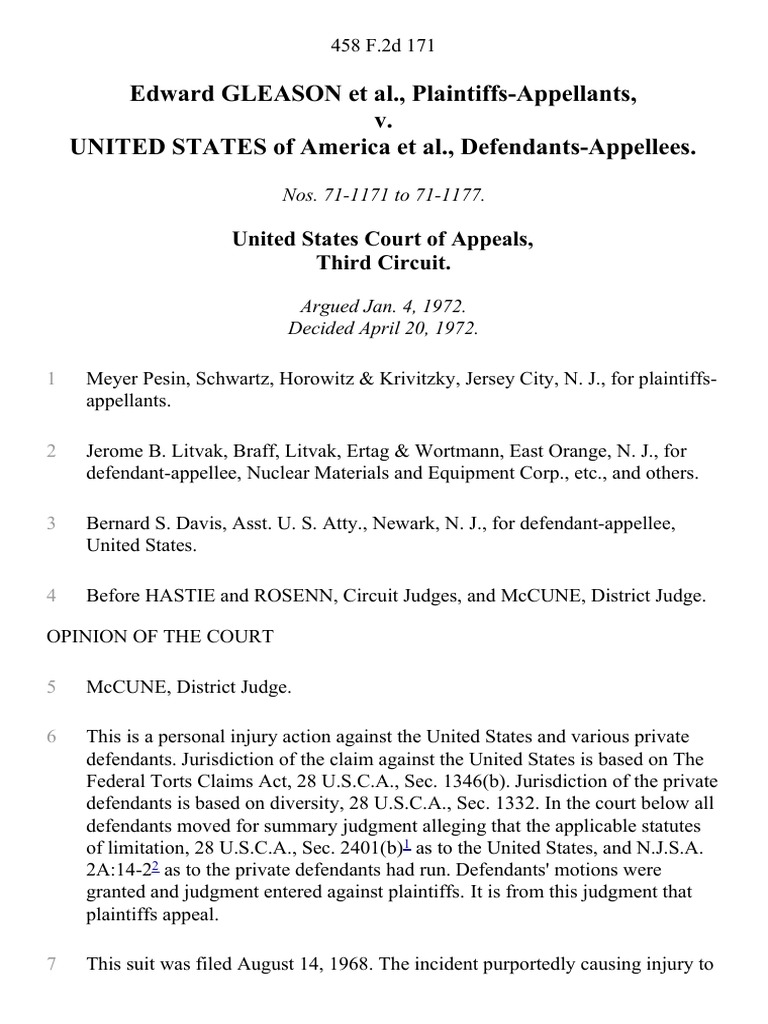 Edward GLEASON Et Al., Plaintiffs-Appellants, v. UNITED STATES of ...