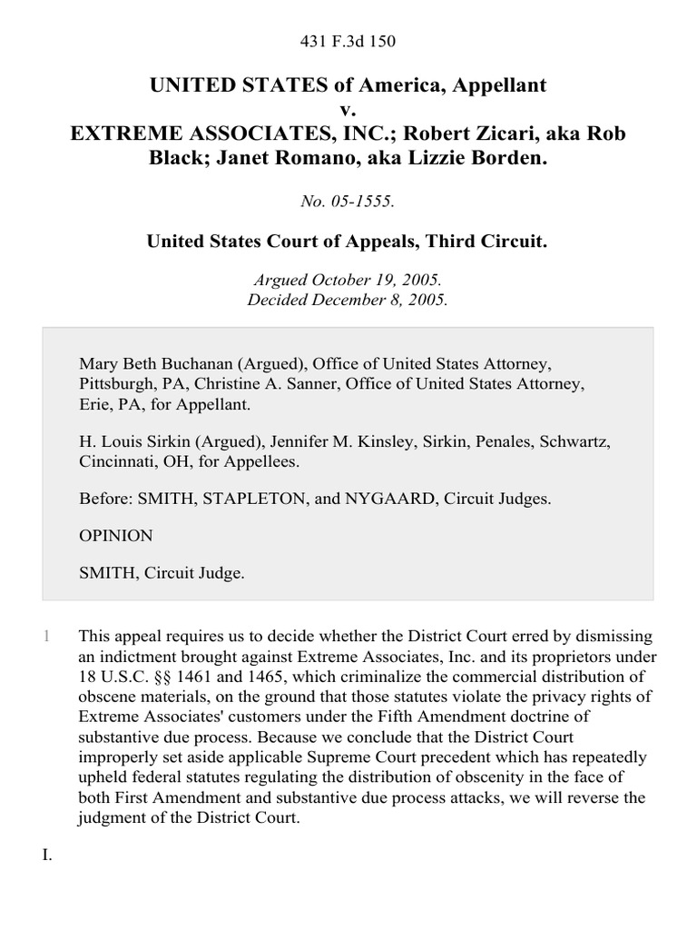 United States v. Extreme Associates, Inc. Robert Zicari, AKA Rob Black ...