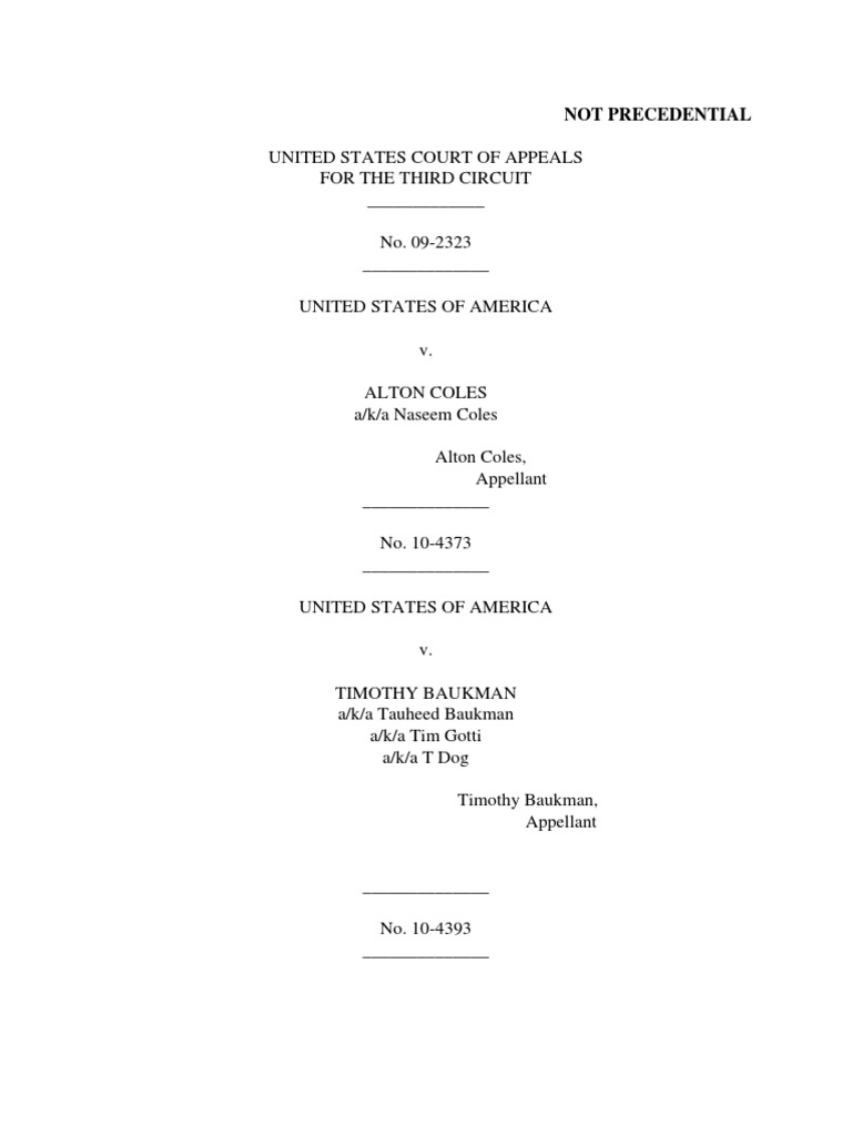 United States v. Alton Coles, 3rd Cir. (2014) | Testimony | Common Law