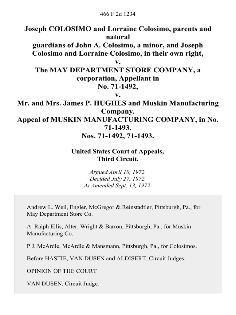 Joseph Colosimo and Lorraine Colosimo, Parents and Natural Guardians of ...