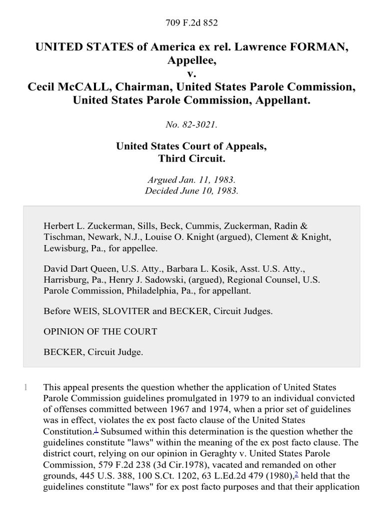 United States of America Ex Rel. Lawrence Forman v. Cecil McCall ...