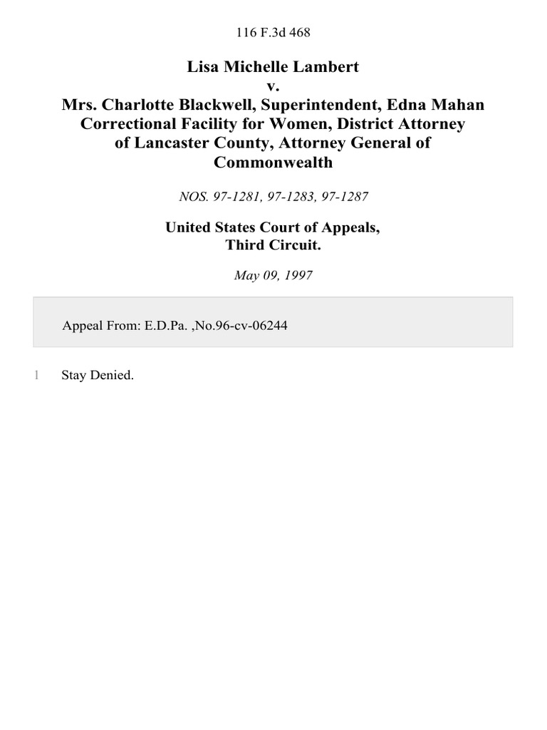 Lisa Michelle Lambert v. Mrs. Charlotte Blackwell, Superintendent, Edna ...