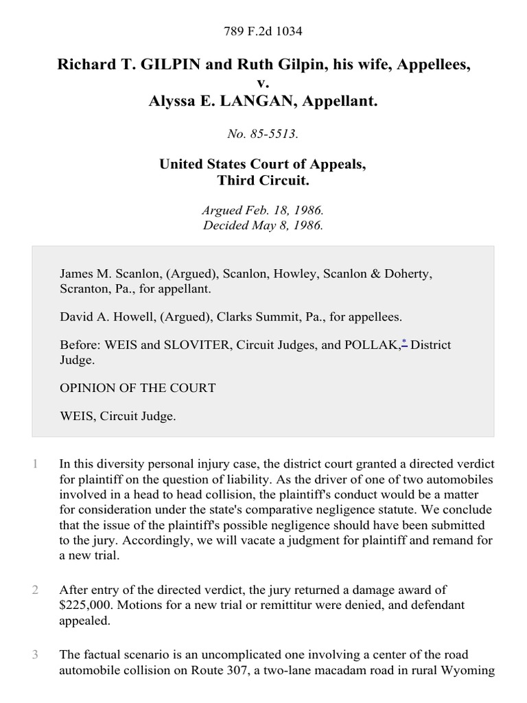 Richard T. Gilpin and Ruth Gilpin, His Wife v. Alyssa E. Langan, 789 F ...