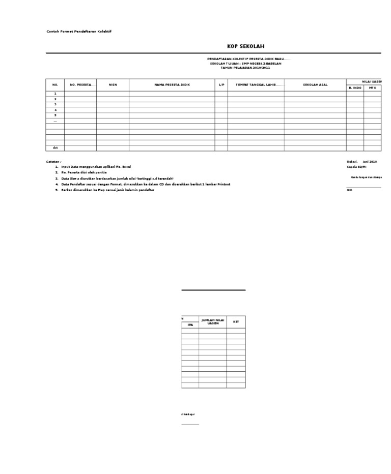 Contoh Format Pendaftaran Kolektif | PDF