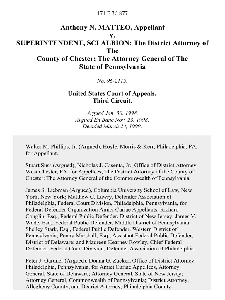 Anthony N. Matteo v. Superintendent, Sci Albion The District Attorney ...