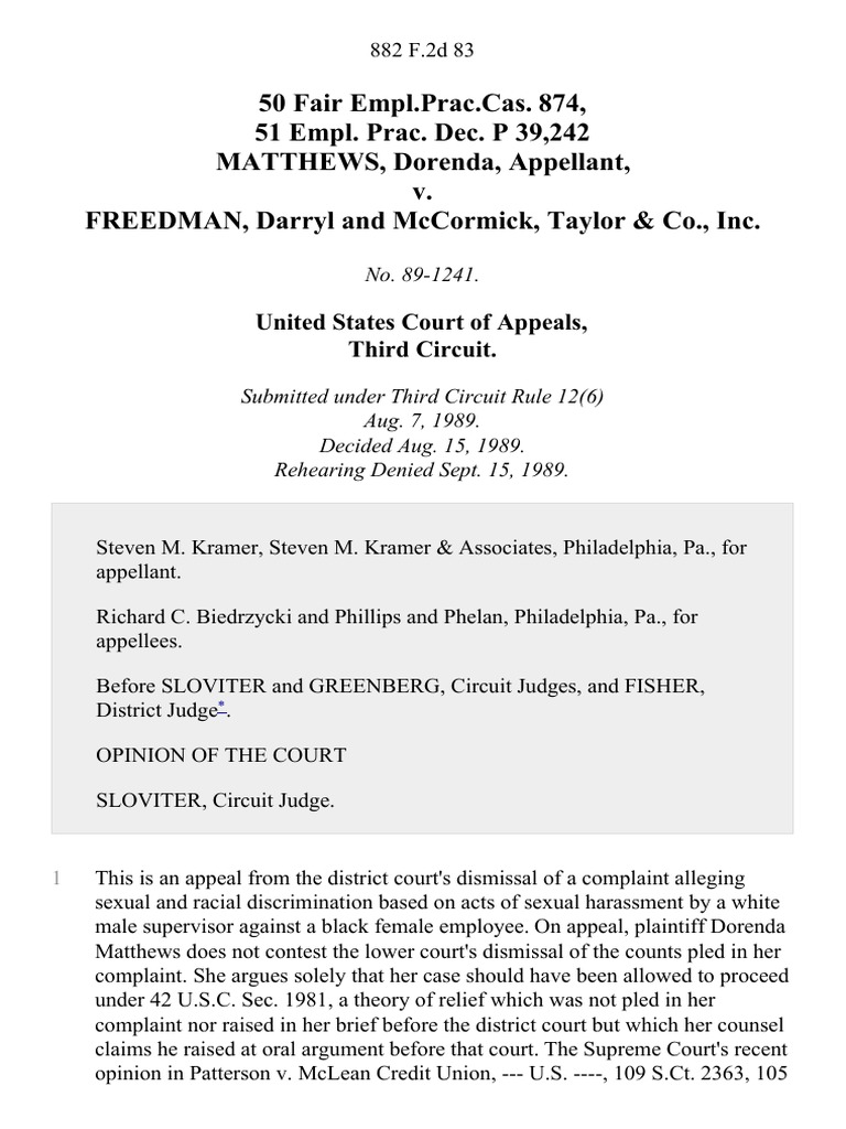 50 Fair Empl - Prac.Cas. 874, 51 Empl. Prac. Dec. P 39,242 Matthews ...