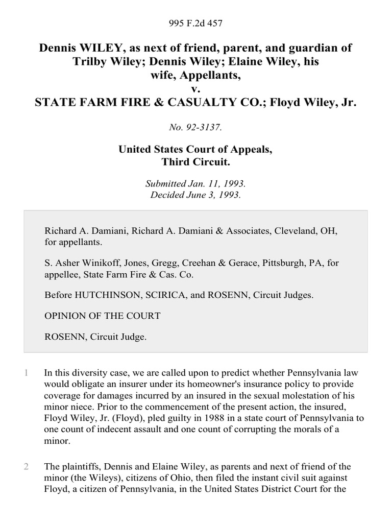 Dennis Wiley, As Next of Friend, Parent, and Guardian of Trilby Wiley ...