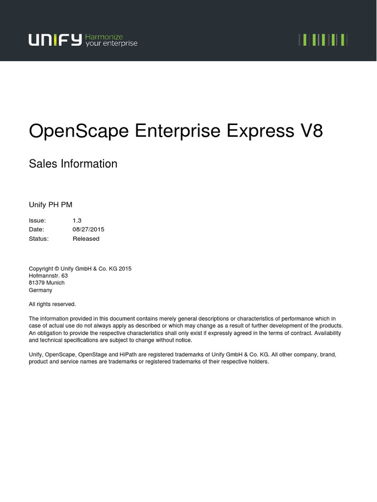 OpenScape Enterprise Express V8 Sales Information | PDF | Instant ...