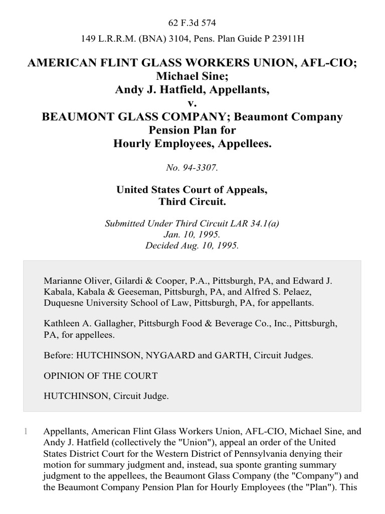 American Flint Glass Workers Union, Afl-Cio Michael Sine Andy J ...