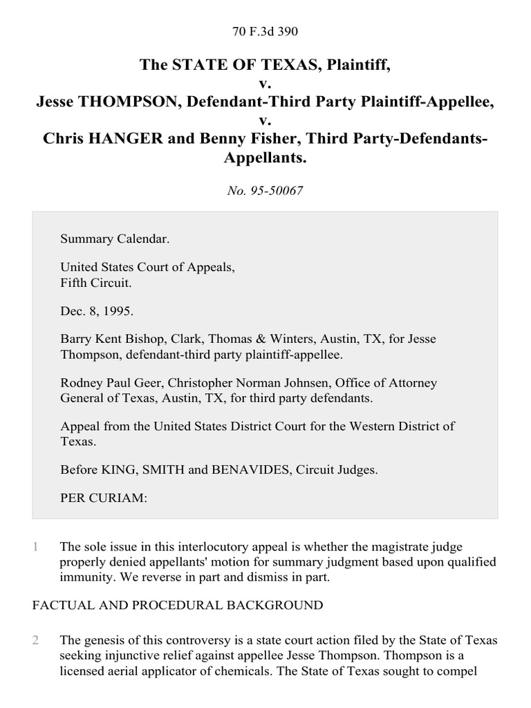 The State of Texas v. Jesse Thompson, Defendant-Third Party v. Chris ...
