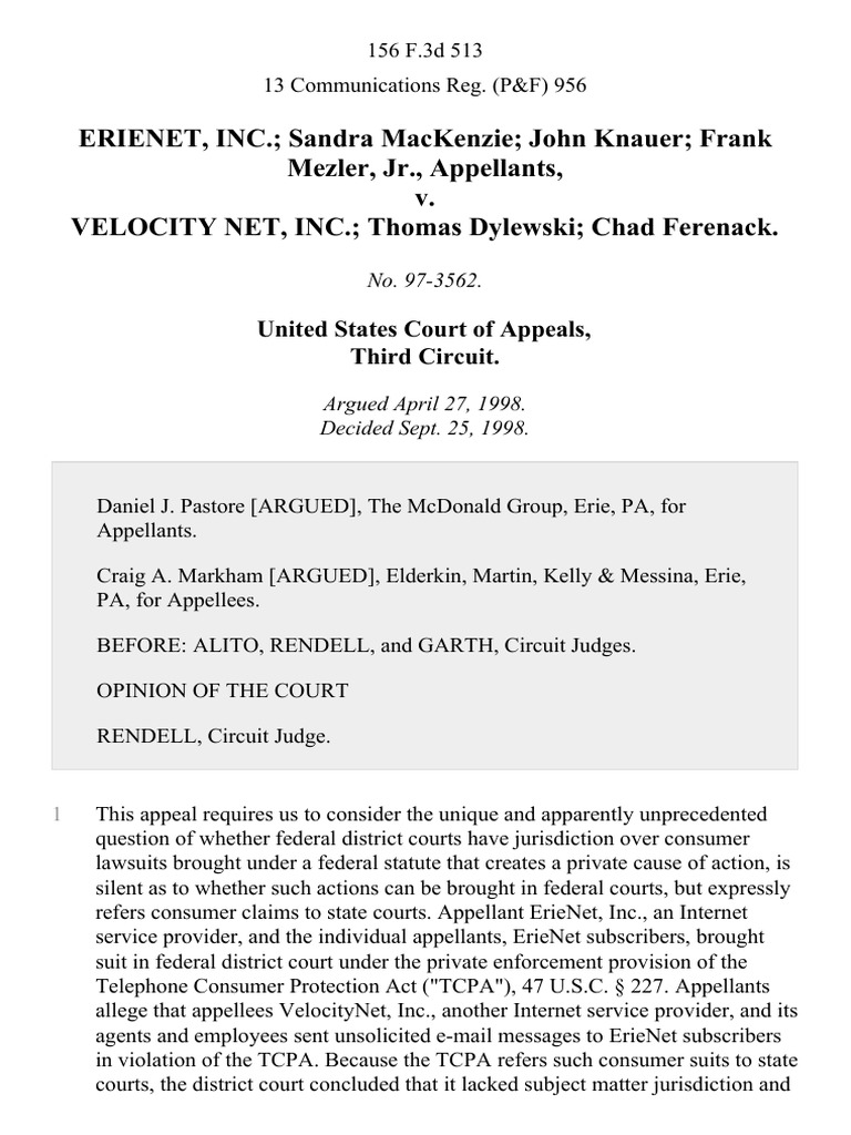Erienet, Inc. Sandra MacKenzie John Knauer Frank Mezler, Jr. v ...