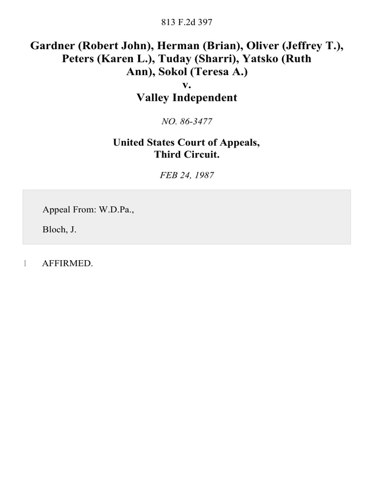 Gardner (Robert John), Herman (Brian), Oliver (Jeffrey T.), Peters ...