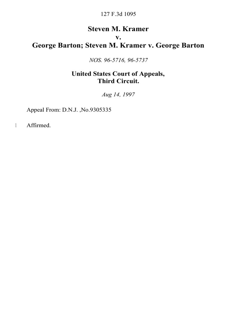 Steven M. Kramer v. George Barton Steven M. Kramer v. George Barton ...