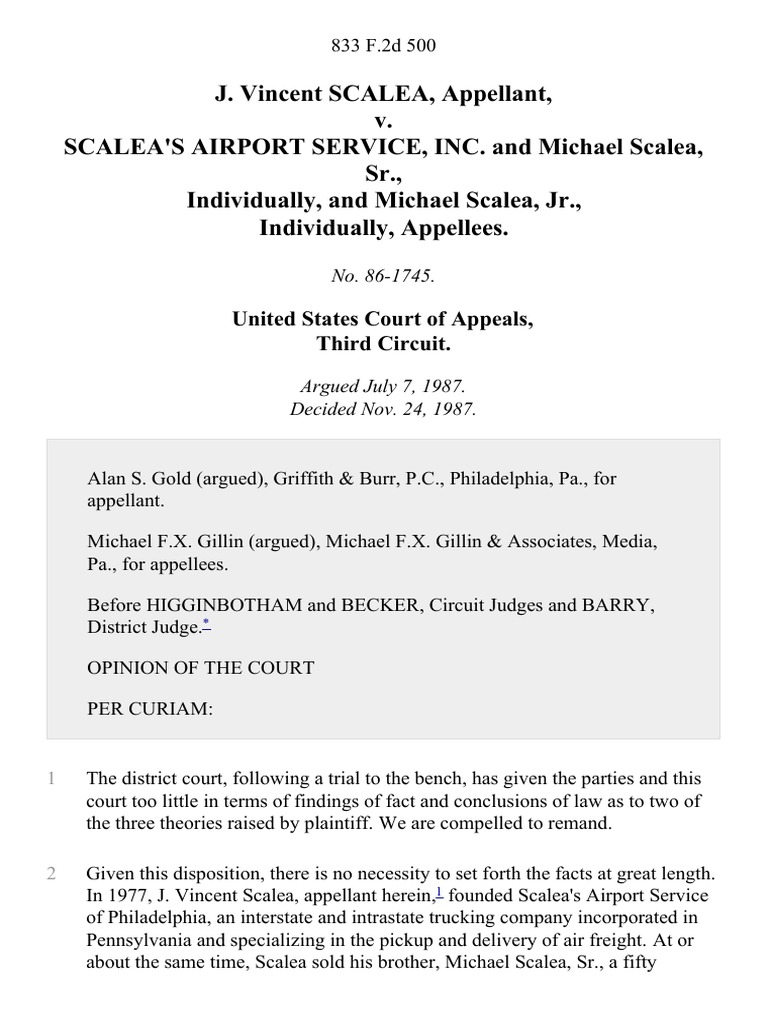 Scalea v. Scalea's Airport Service Appeal | PDF | Question Of Law ...