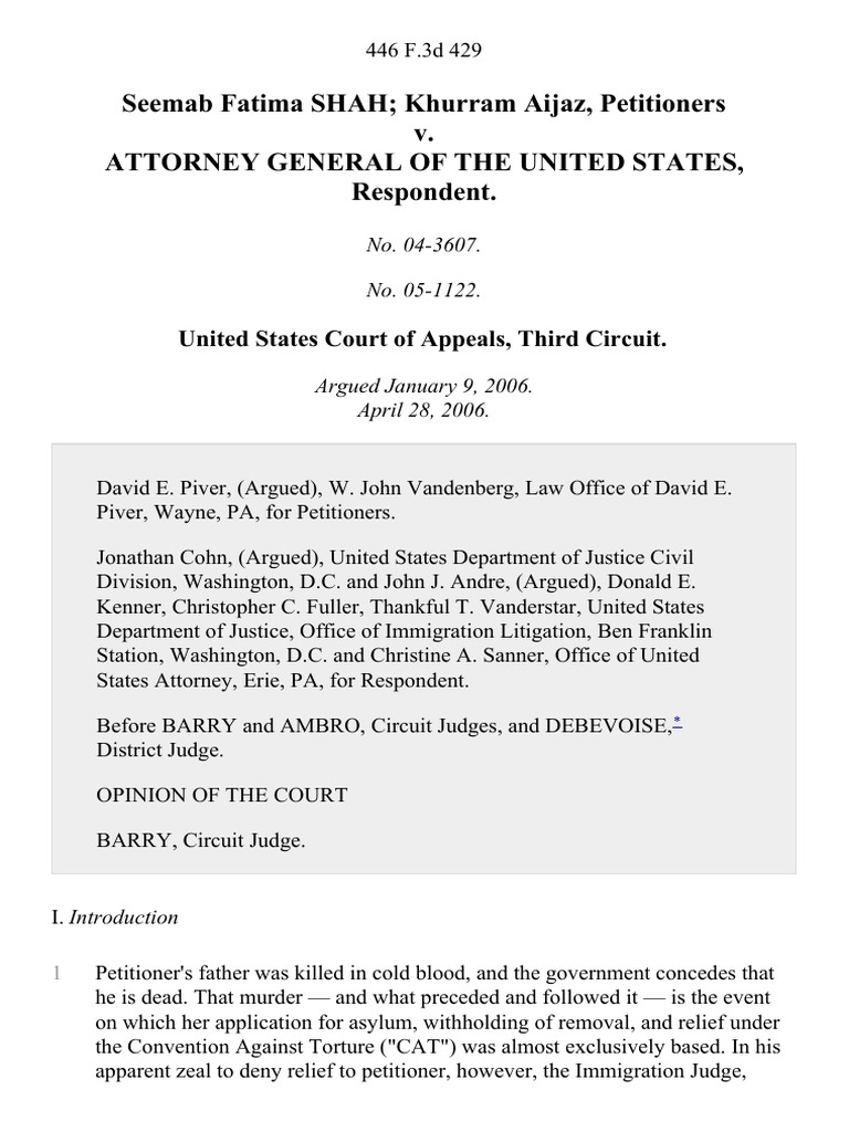 Seemab Fatima Shah Khurram Aijaz v. Attorney General of The United ...