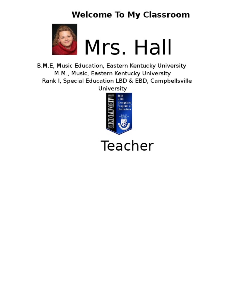 Mrs. Hall's Music Education Classroom | PDF