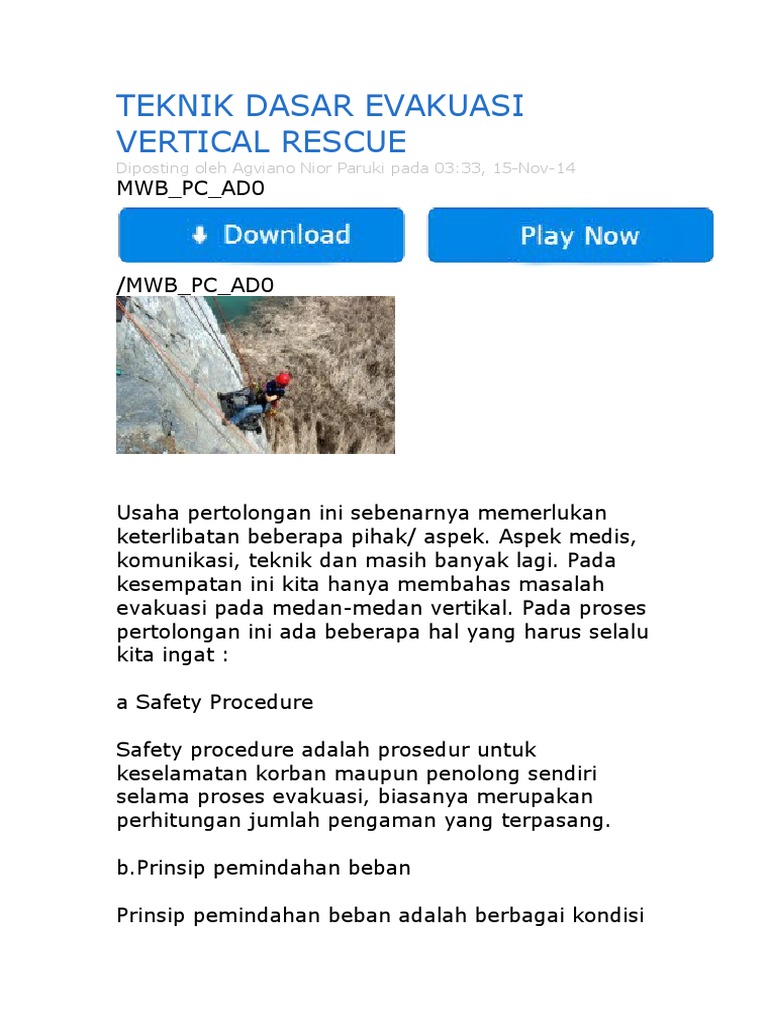Teknik Dasar Evakuasi Vertical Rescue | PDF | Griya & Taman | Teknologi ...