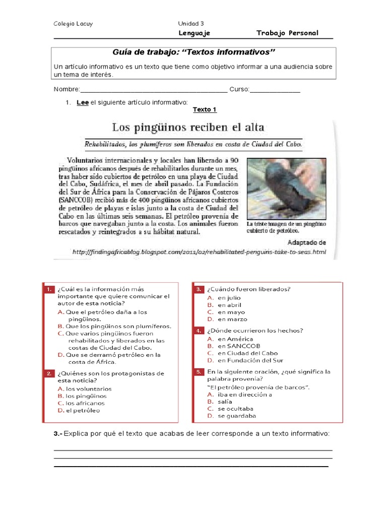 Guia Textos Informativos | PDF