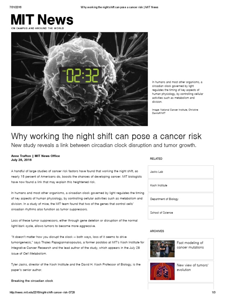 Why Working The Night Shift Can Pose A Cancer Risk - MIT News | PDF ...