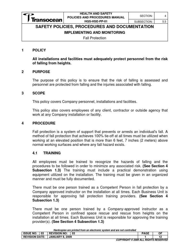 Health and Safety Policies and Procedures Manual HQS-HSE-PP-01 | PDF ...