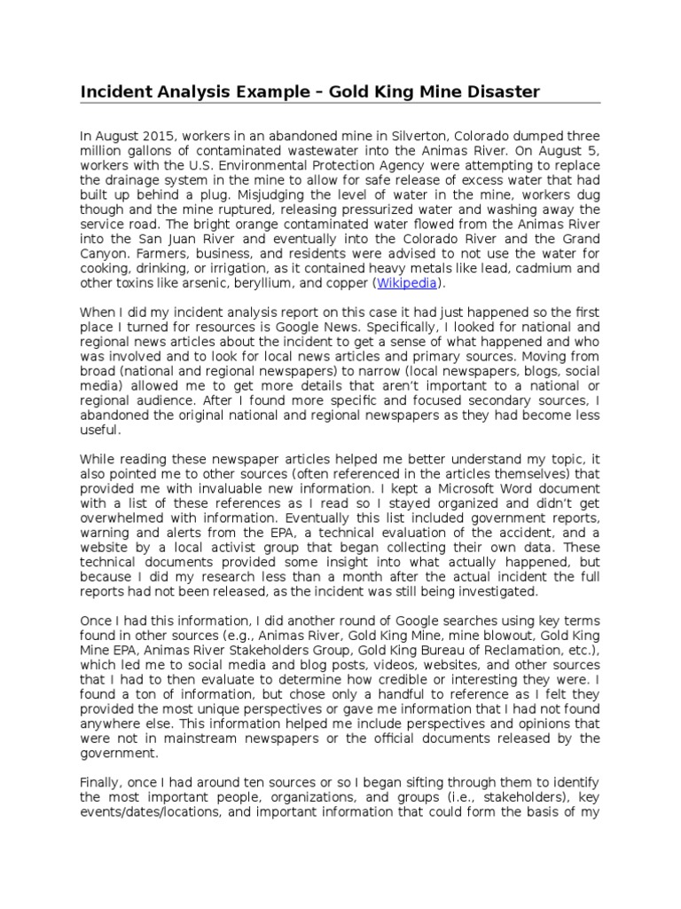 Gold King Mine Disaster Incident Analysis | PDF | United States ...